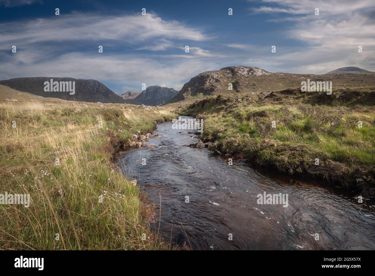 Landscape. Small river in the valley "Poisoned Glenn". Dunlewey ...