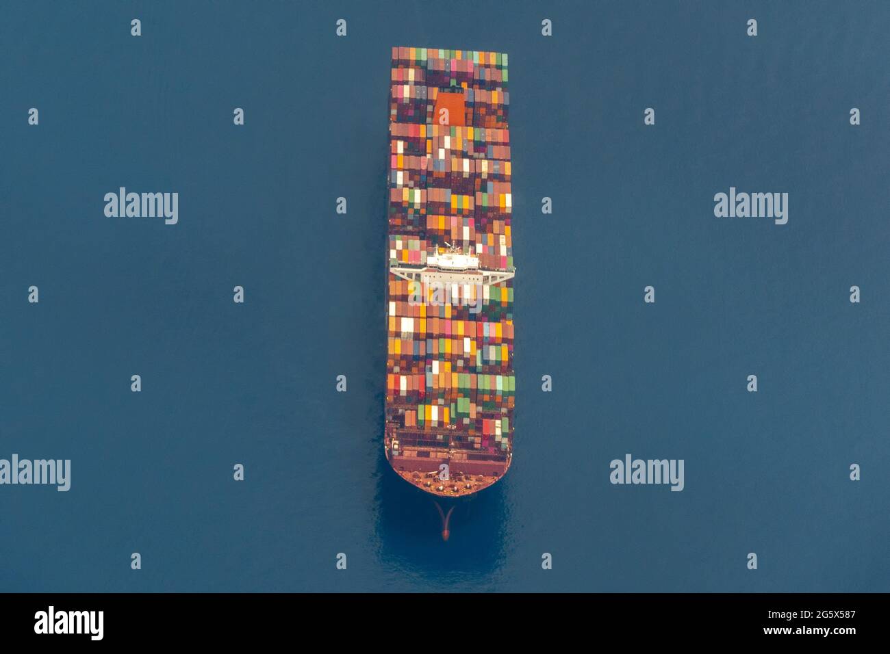 Container ship aerial view from airplane Stock Photo - Alamy