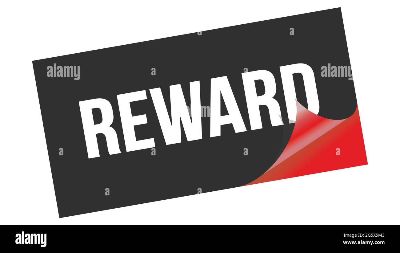 REWARD text written on black red sticker stamp Stock Photo - Alamy