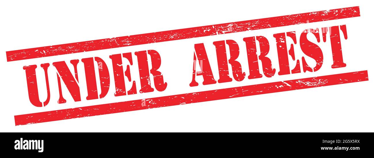 UNDER ARREST text on red grungy rectangle vintage stamp Stock Photo - Alamy