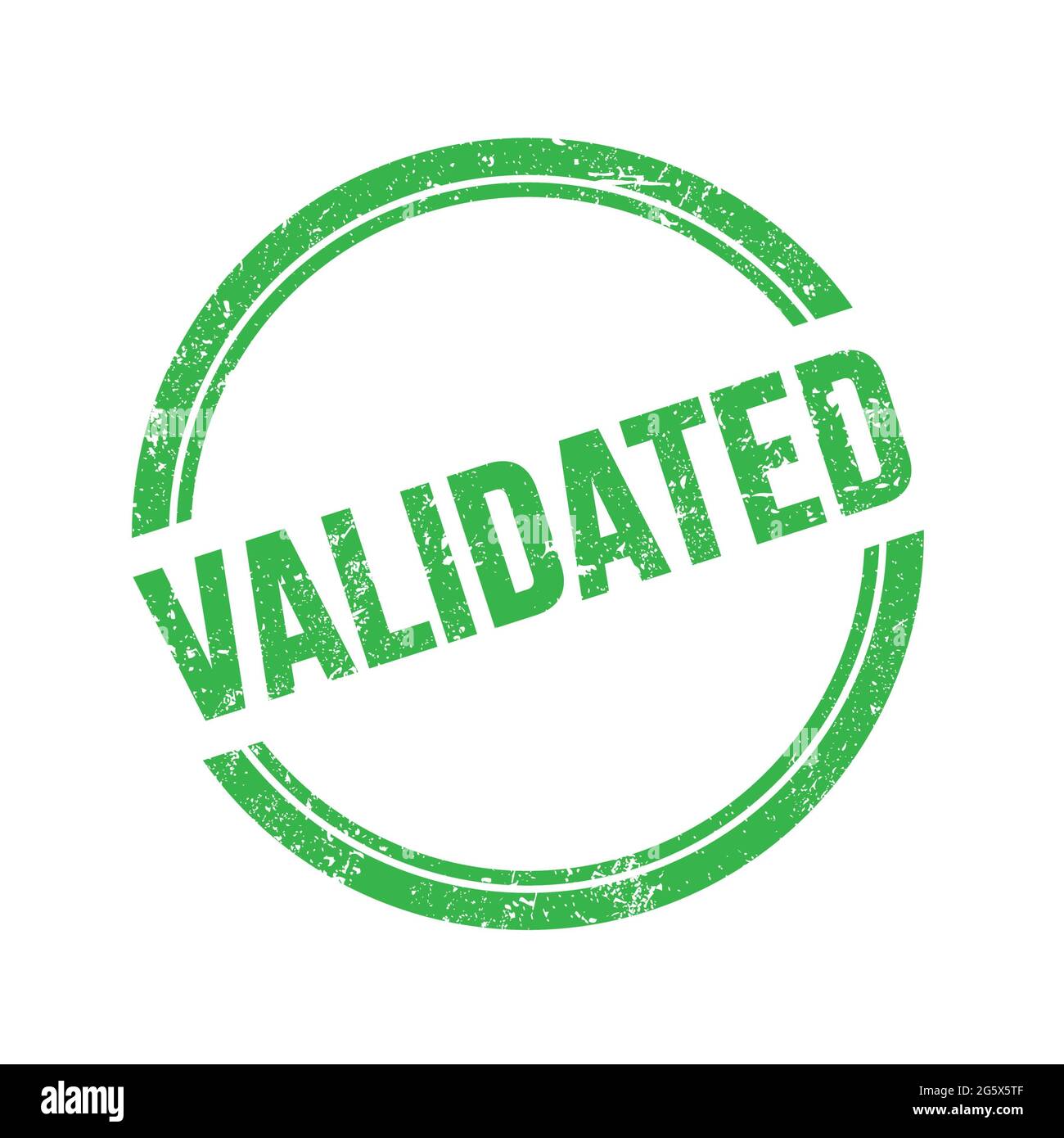 VALIDATED text written on green grungy vintage round stamp Stock Photo ...