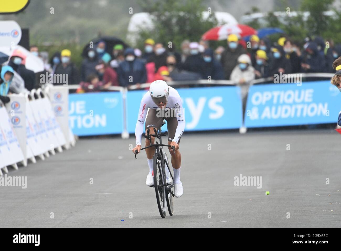 French Benoit Cosnefroy of AG2R Citroen Team crosses the finish line at ...