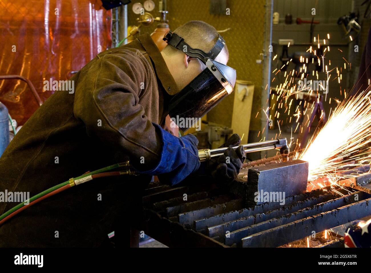 Welding vocational education class in Michigan high school Stock Photo ...