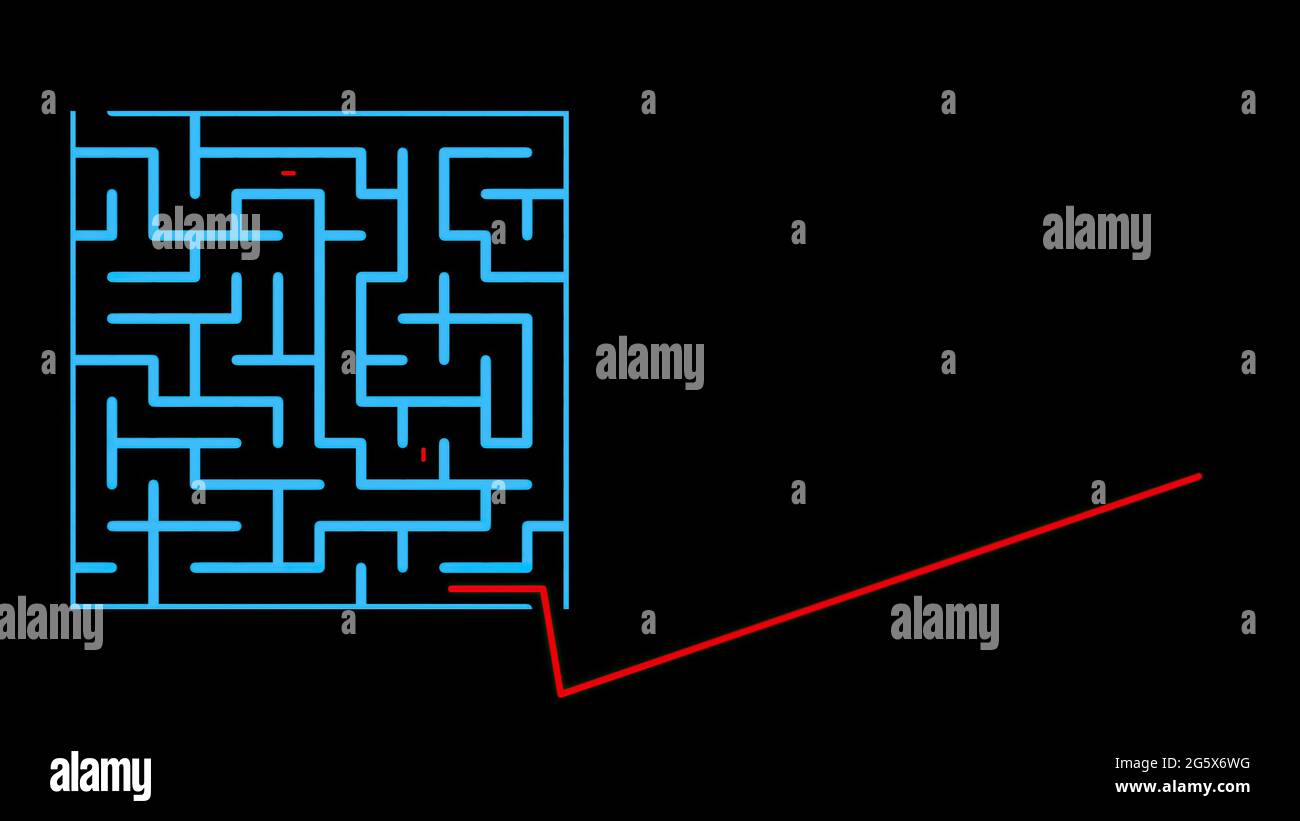 3d illustration - Maze With possible Solution Stock Photo - Alamy