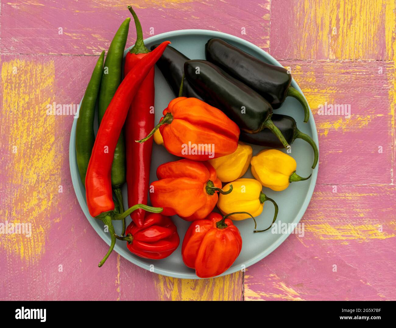 Chillies on a plate hi-res stock photography and images - Alamy