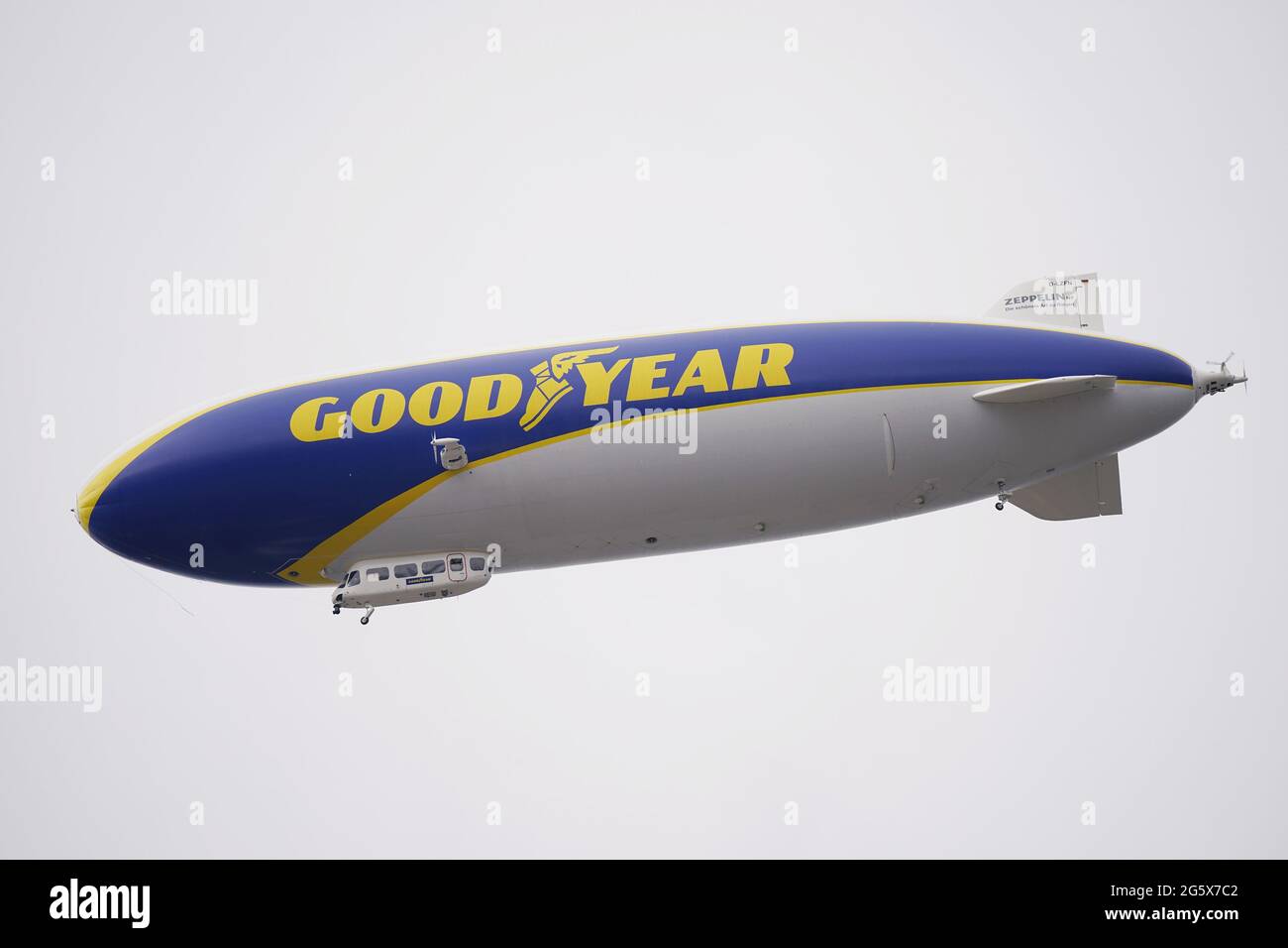 The Goodyear Blimp flying over the City of London. Picture date ...