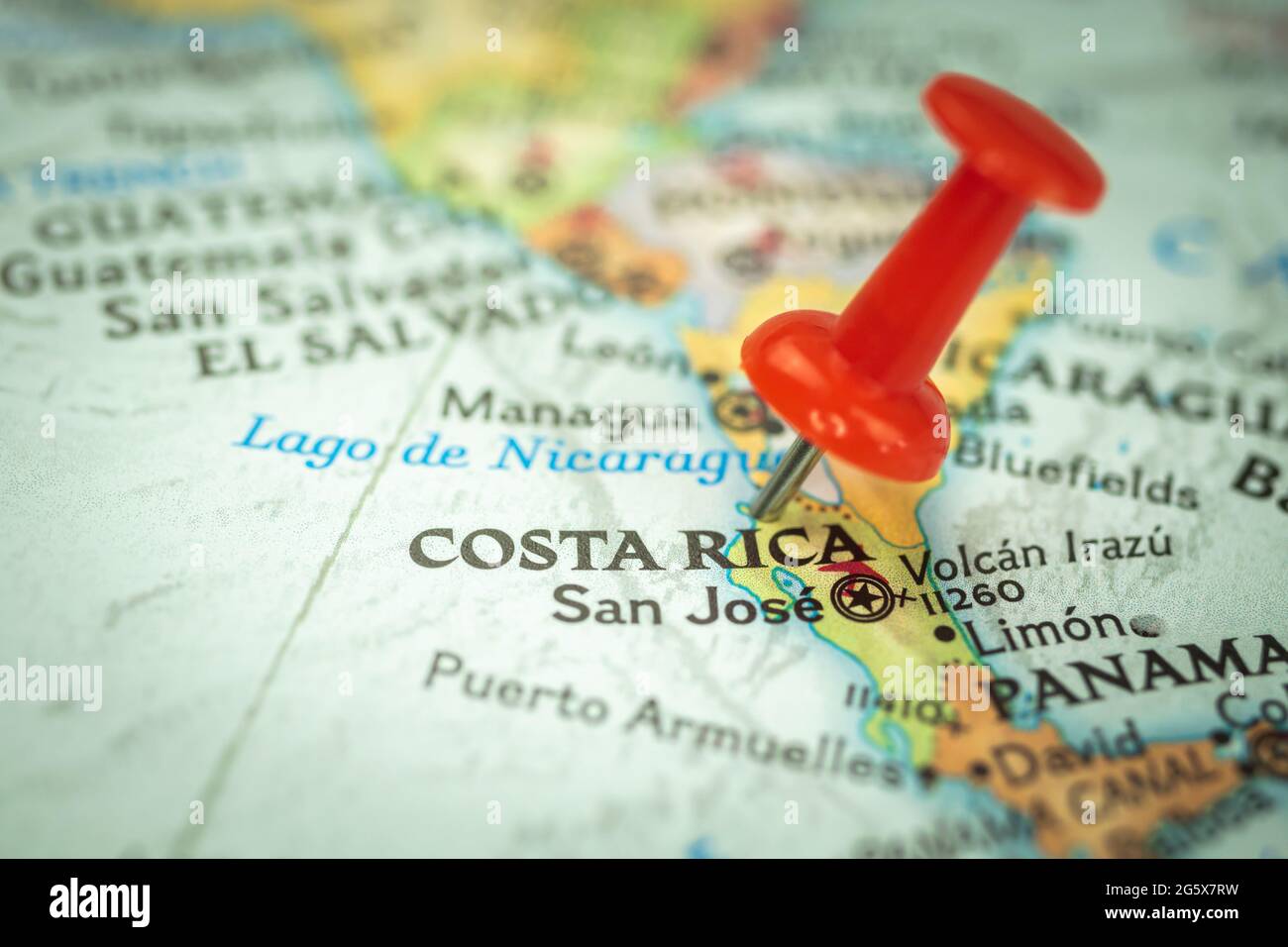 Location Costa Rica, red push pin on the travel map, marker and point ...