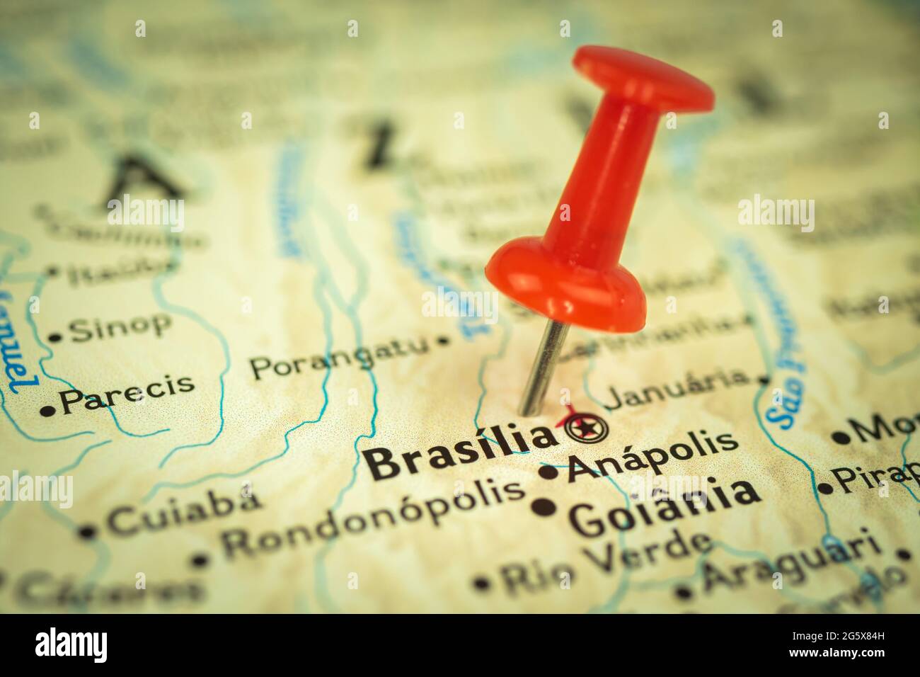 Location Brasilia city in Brazil, red push pin on the travel map ...