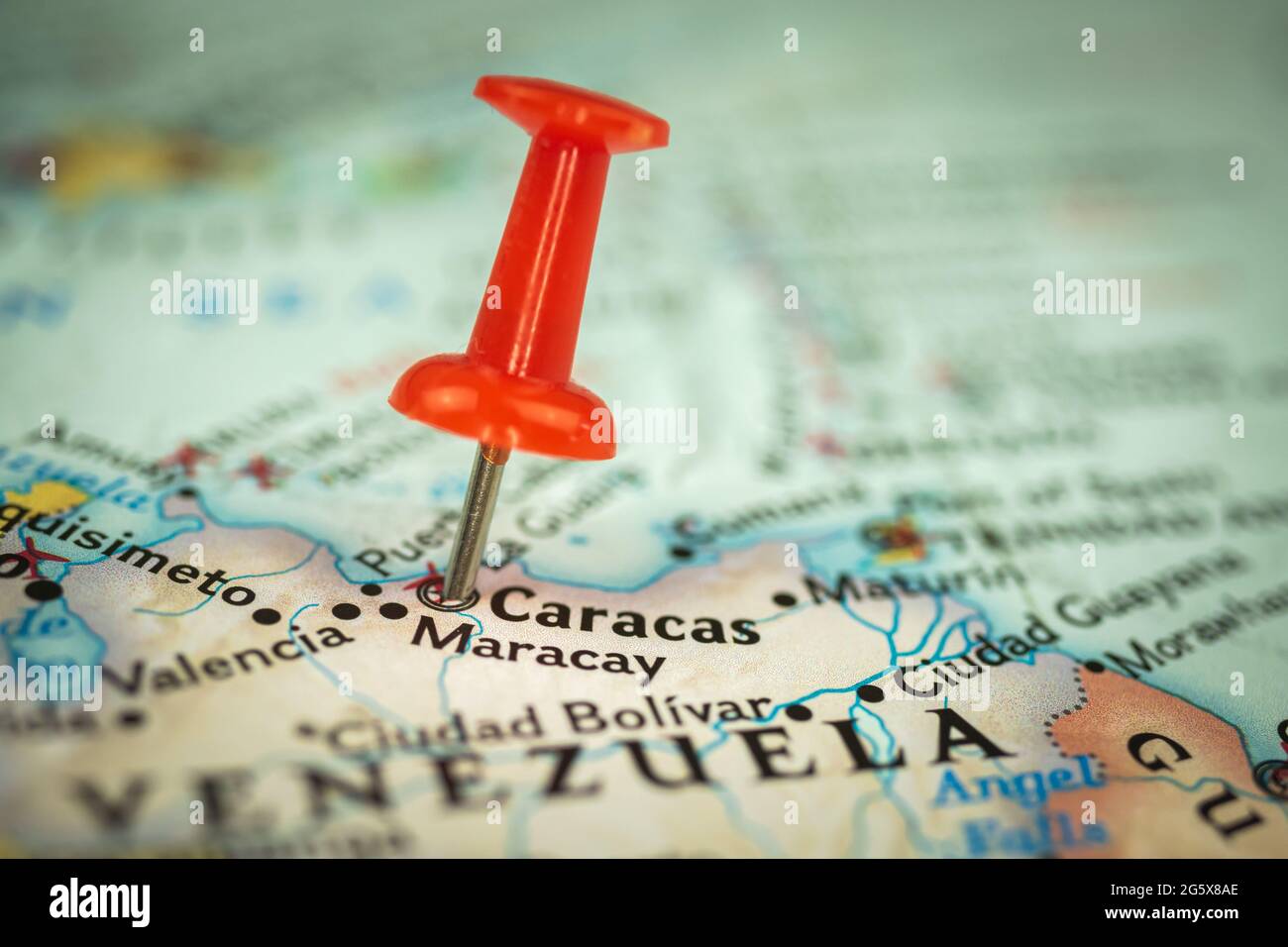 Location Caracas and Maracay city in Venezuela, red push pin on the ...