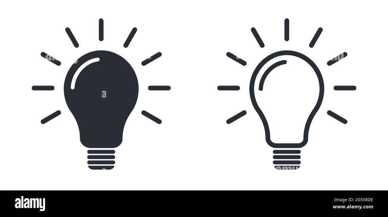 Light bulb symbols filled and outline version vector illustration icons Stock Vector Image & Art ...