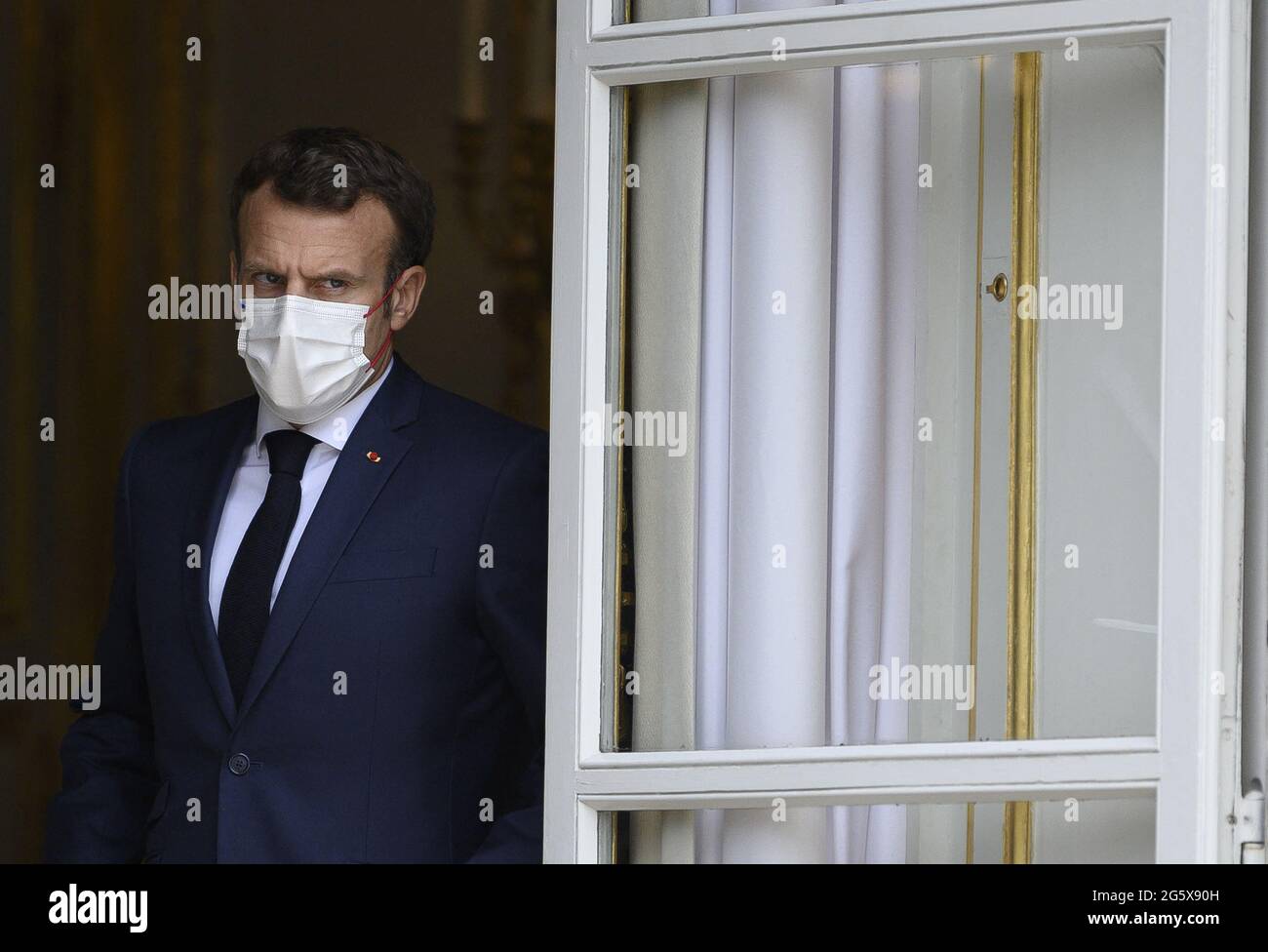 French President Emmanuel Macron at the Elysee presidential Palace in ...