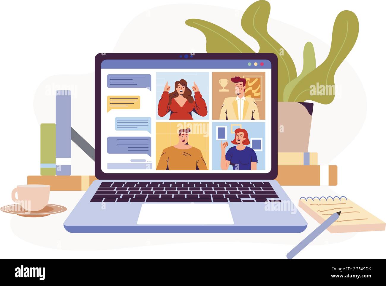 Video conference concept colleagues Stock Vector Images - Alamy