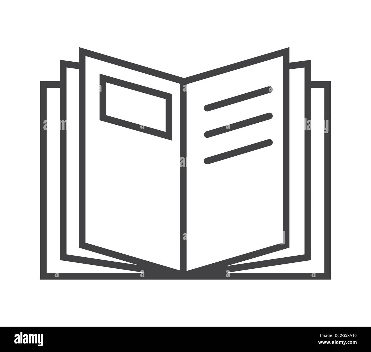 Booklet page icon vector in thin line style. Outline symbol for ...