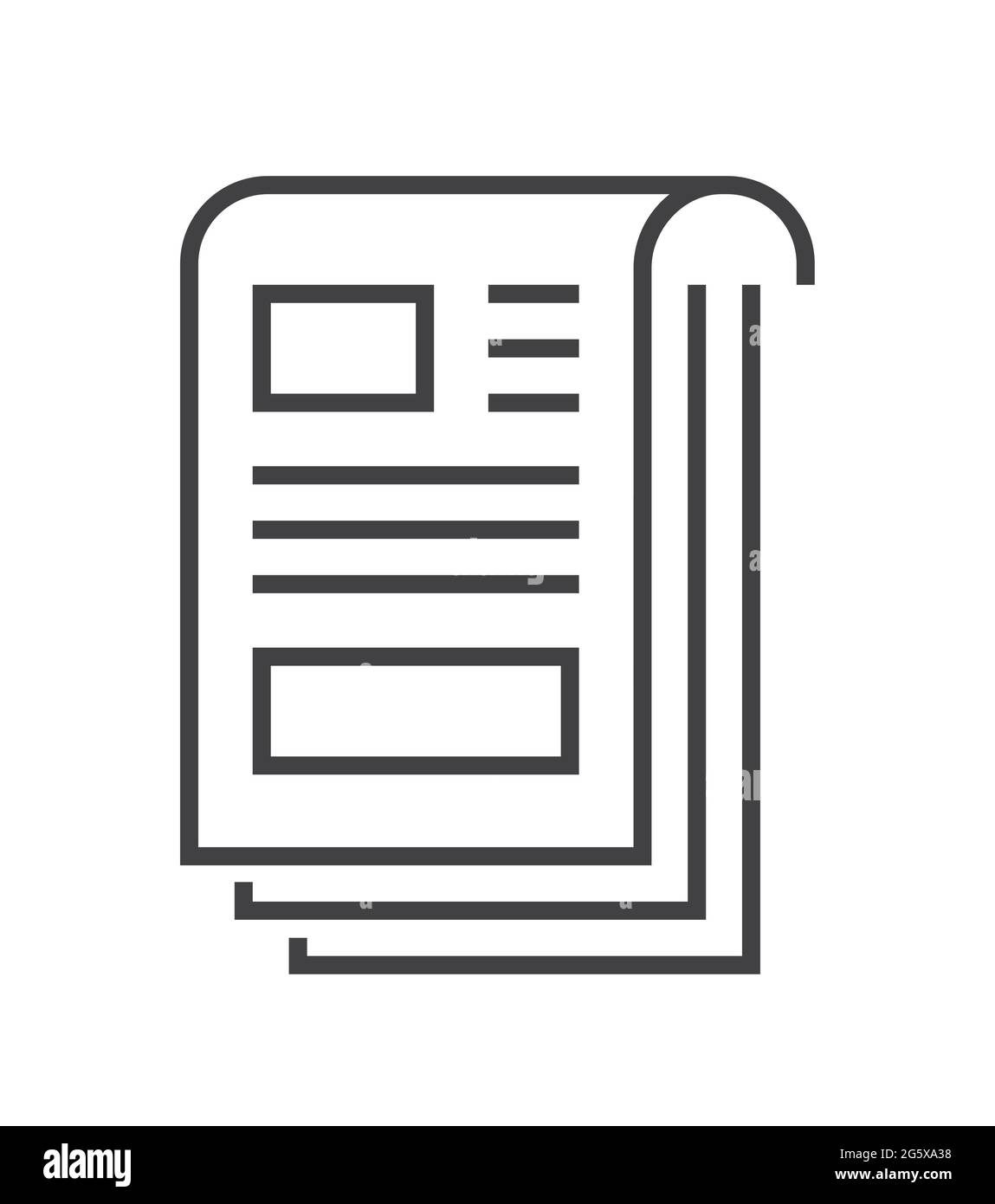 Booklet page icon vector in thin line style. Outline symbol for ...