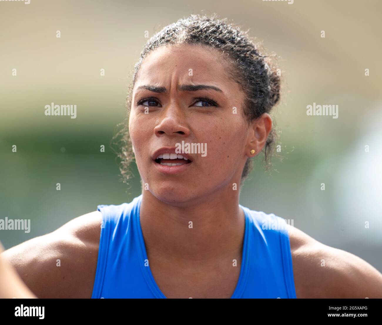 MANCHESTER - ENGLAND 25/27 JUN 21: Alicia Barrett competing 100m ...