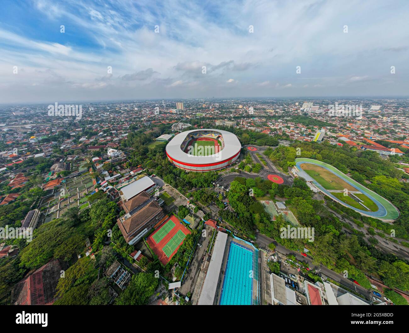 Aerial top down view of the Beautiful scenery of Manahan Solo Stadium ...