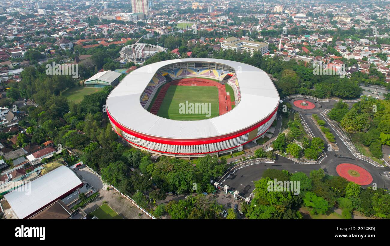 Aerial top down view of the Beautiful scenery of Manahan Solo Stadium ...