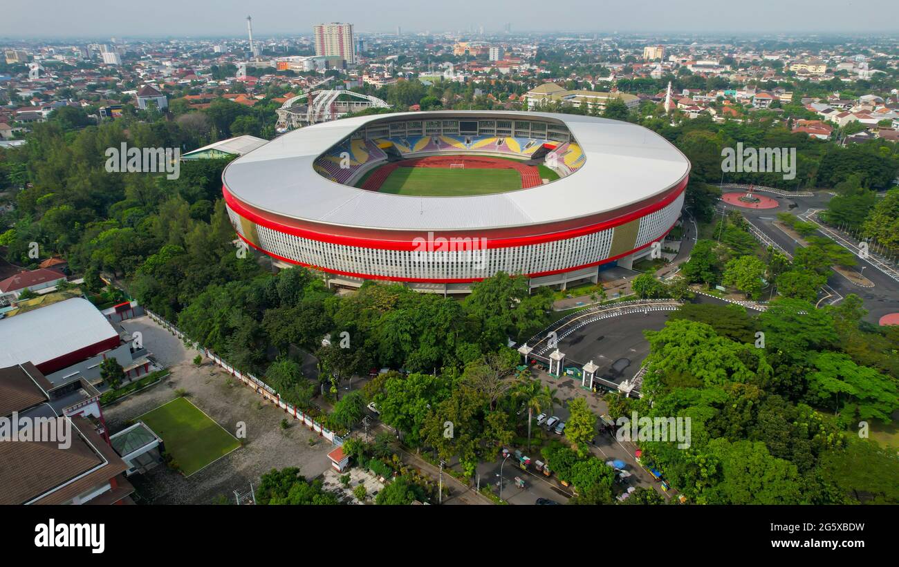 Aerial top down view of the Beautiful scenery of Manahan Solo Stadium ...