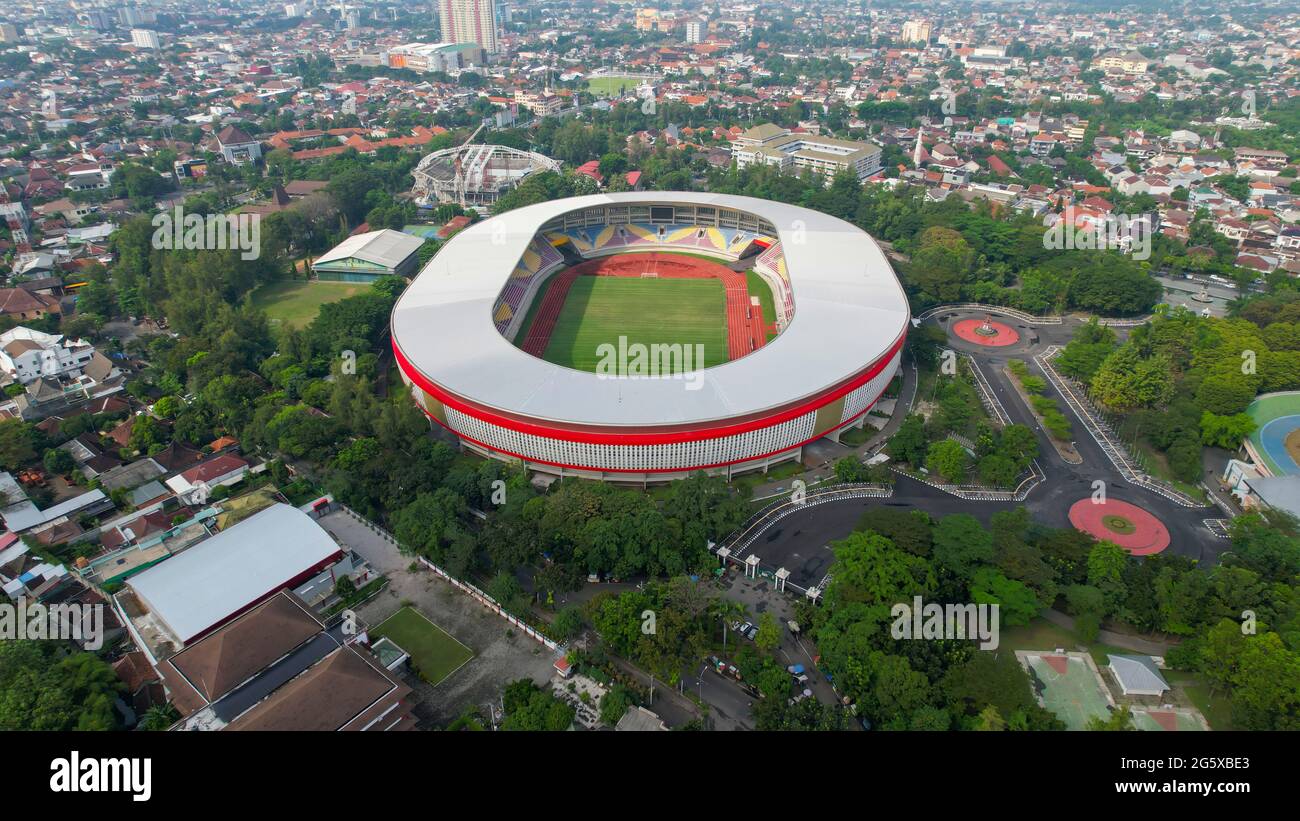 Aerial top down view of the Beautiful scenery of Manahan Solo Stadium ...
