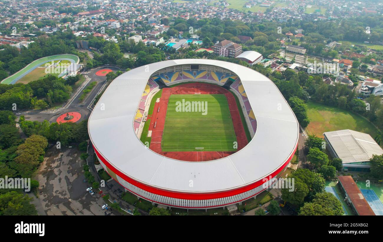 Aerial top down view of the Beautiful scenery of Manahan Solo Stadium ...