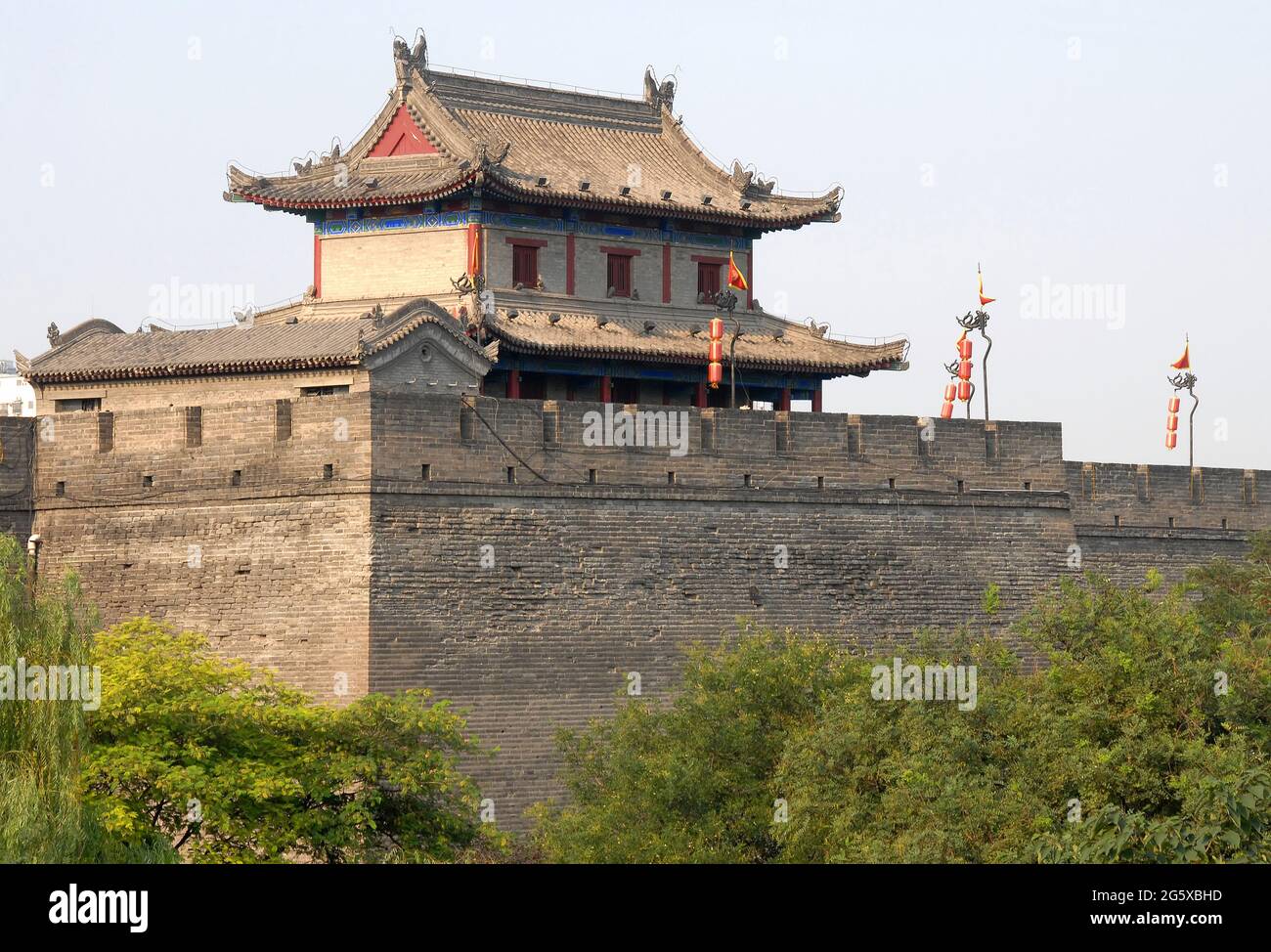 City Wall, Xian, Shaanxi Province, China. The City Wall of Xian is one ...
