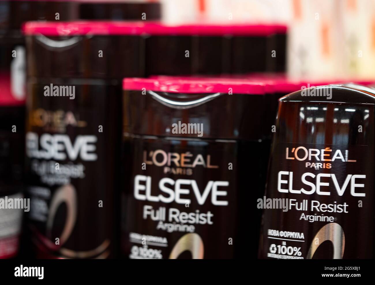 In this photo illustration Elseve L'Oreal shampoo in the store Stock ...