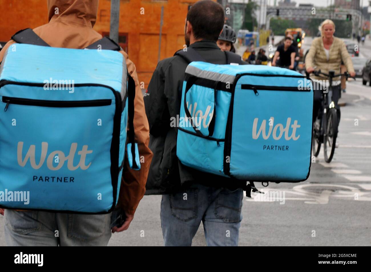 Copenhagen, Denmark. 30 June 2021, Wolt parter food delivery rider on ...
