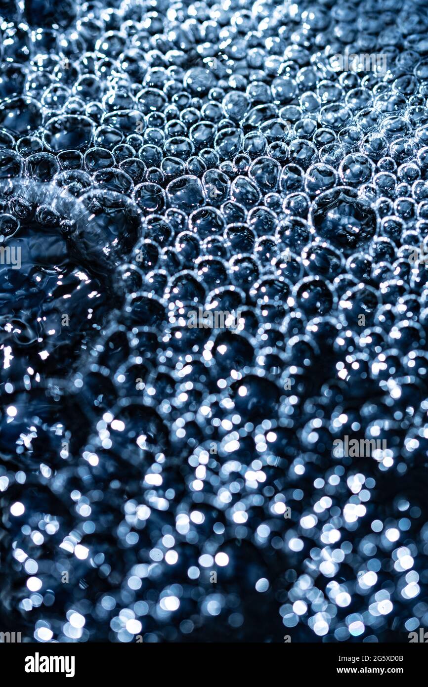 Water bubbles close-up. Tap water. Extreme macro close-up. Tap water ...