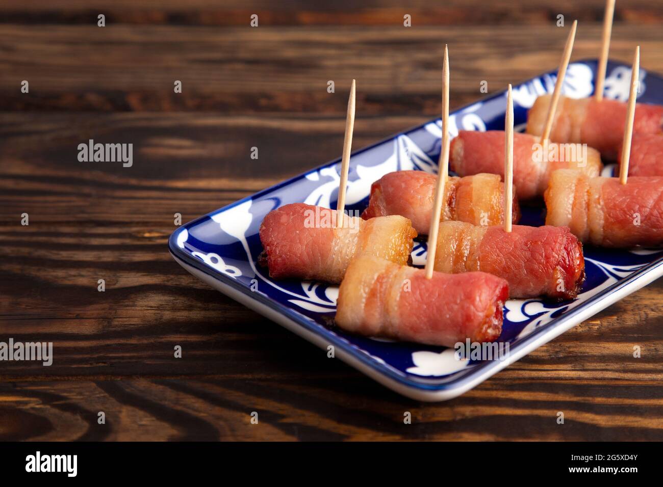 Traditional British Pigs in the Blank with Toothpicks Stock Photo - Alamy