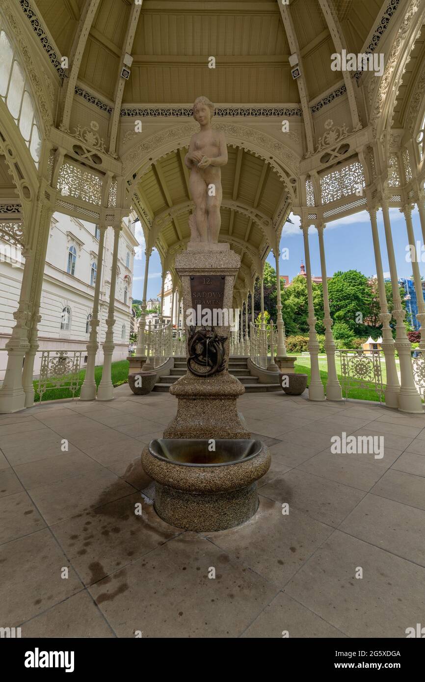 Park Colonnade in the spa park of the great Czech spa town Karlovy Vary ...