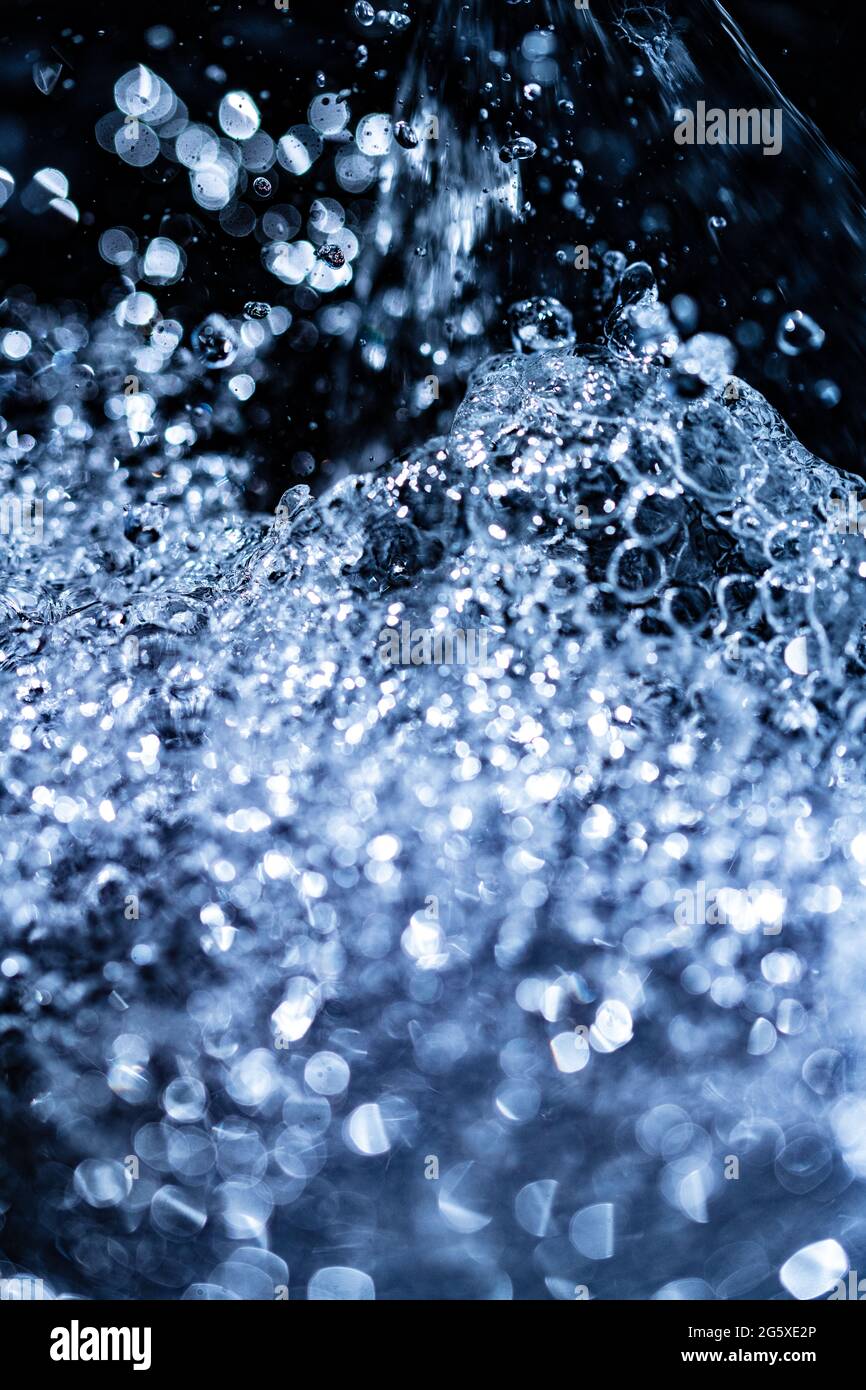 Water bubbles close-up. Tap water. Extreme macro close-up. Tap water ...