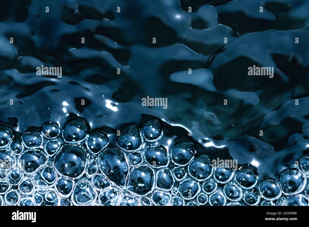 Water bubbles close-up. Tap water. Extreme macro close-up. Tap water ...
