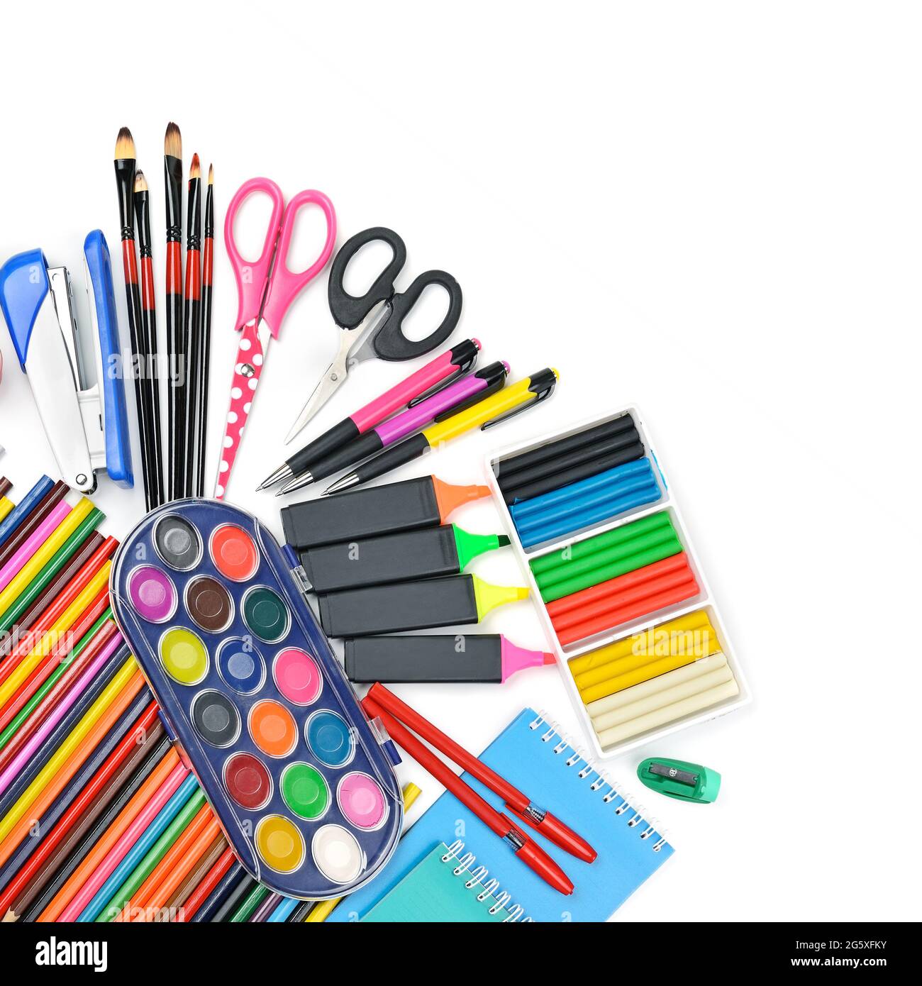 Collection of school supplies, isolated on pure white background. Free ...
