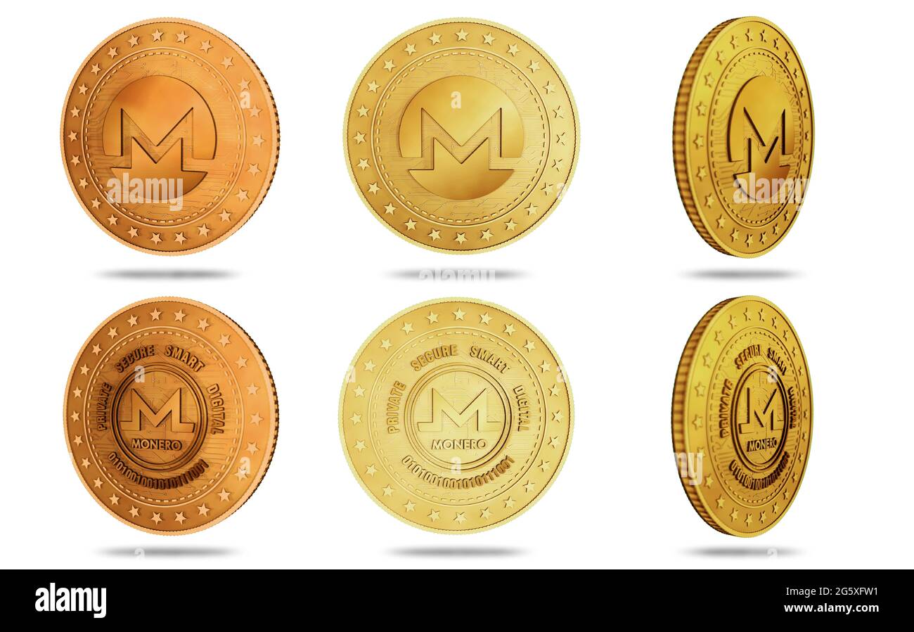 Monero XMR cryptocurrency symbol isolated gold coin on green screen ...