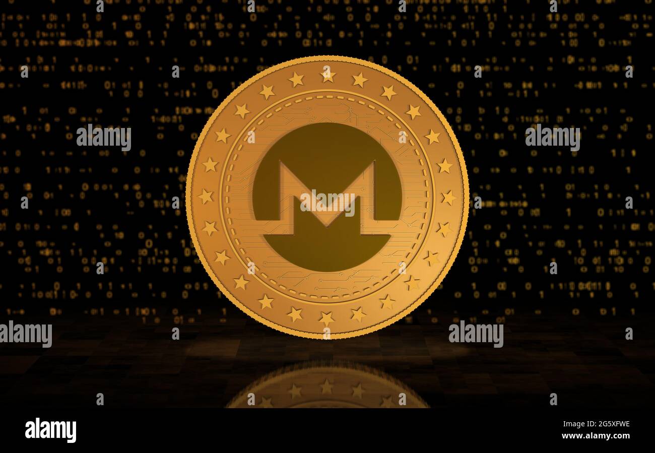 Monero XMR cryptocurrency symbol gold coin on green screen background ...
