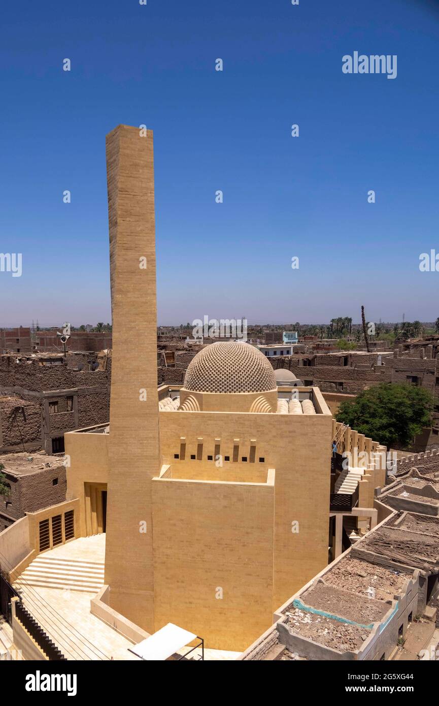 dome and minaret, Abu al Stait Mosque, Basuna, Sohag, Egypt Stock Photo ...