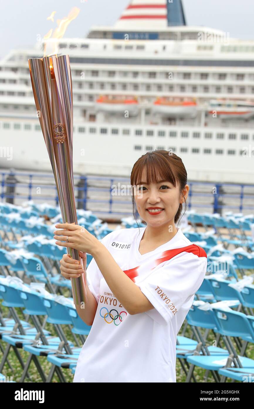Torchbearer, Japanese singer Minami Takahashi at the Tokyo 2020 Olympic ...