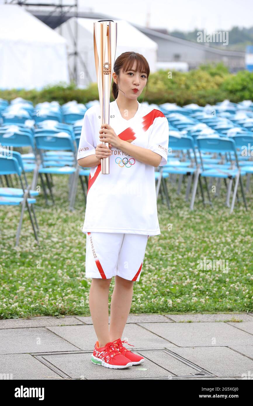 Kanagawa, Japan. 30th June, 2021. Torchbearer, Japanese singer Minami ...