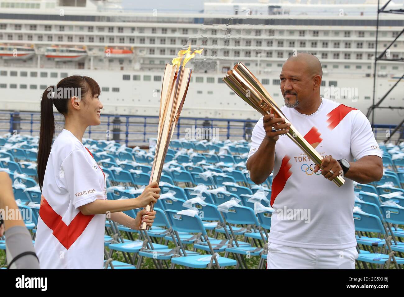 Kanagawa, Japan. 30th June, 2021. Japanese singer Shiori Tamai and Mr ...