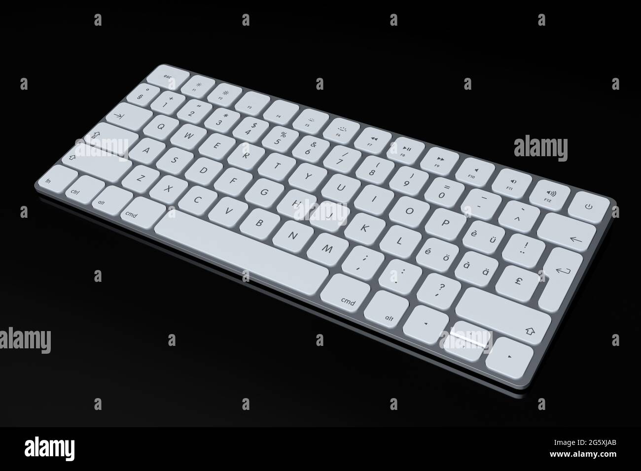 Modern aluminum computer keyboard isolated on black background Stock ...