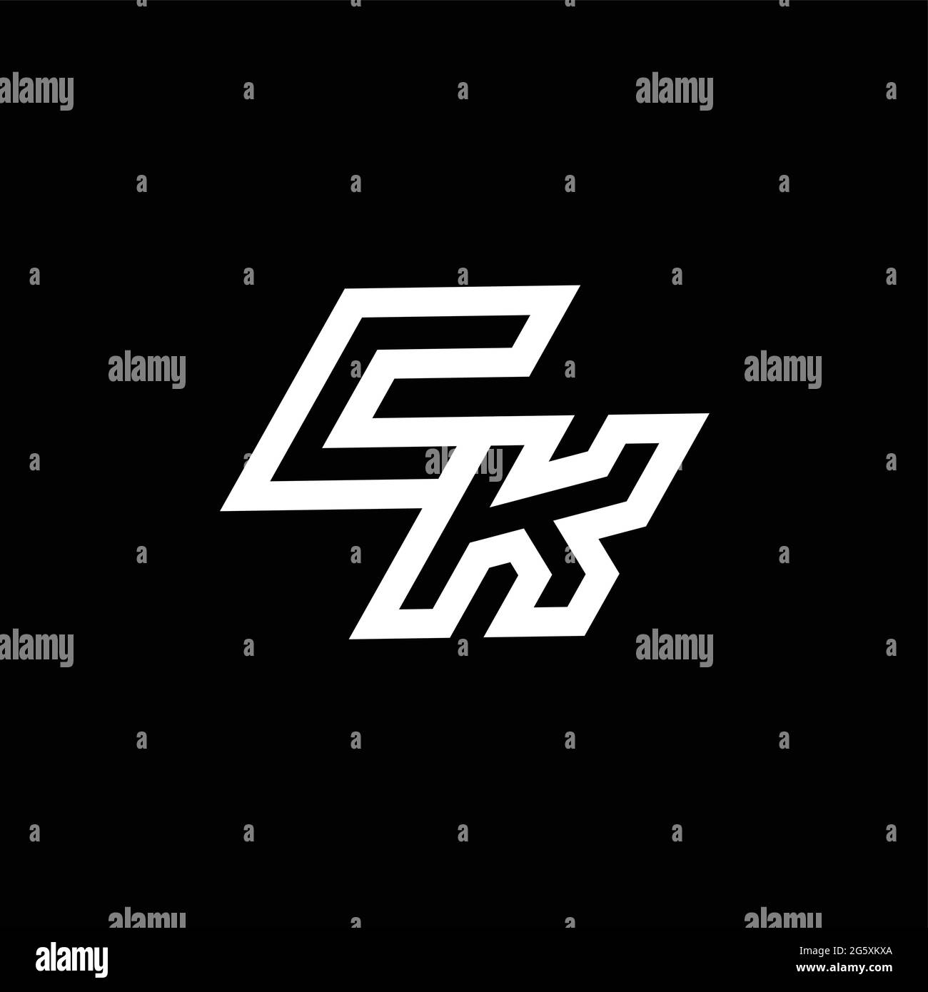 CK logo monogram with up to down style negative space design template ...