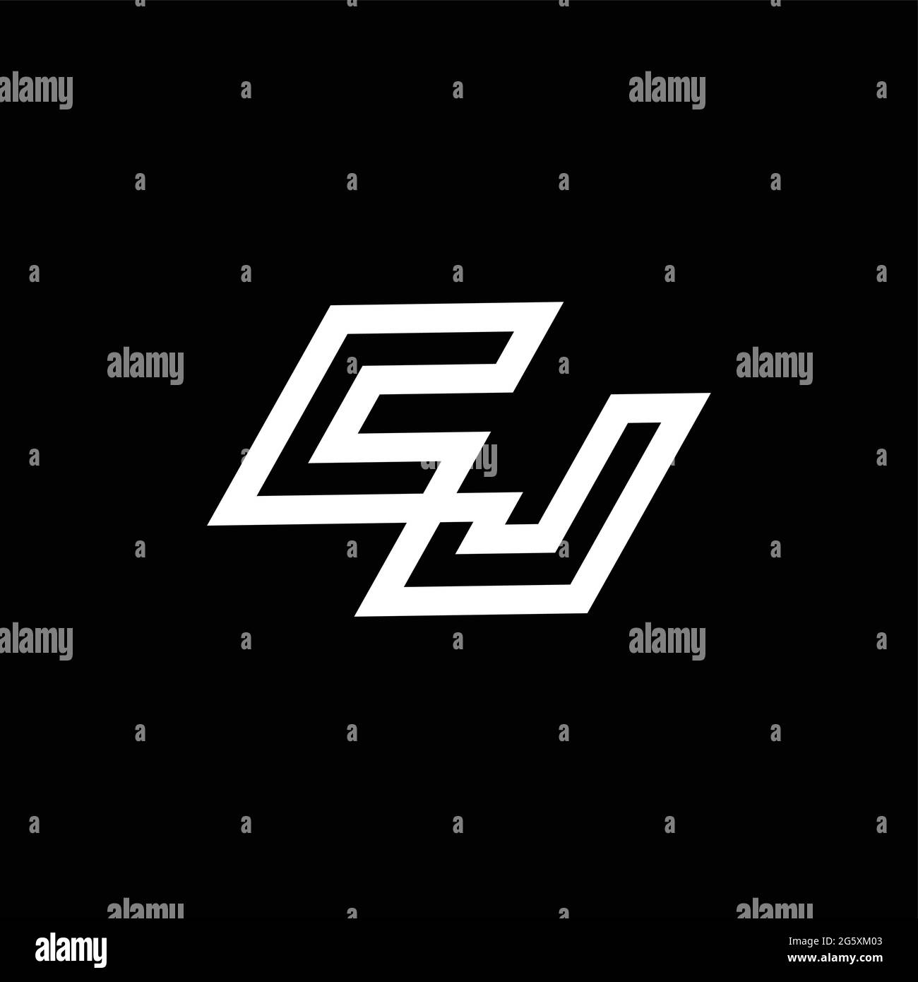 CJ logo monogram with up to down style negative space design template ...