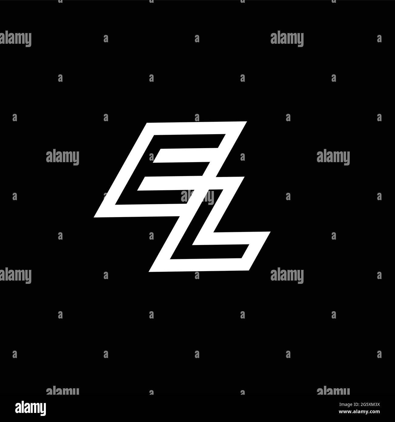 EL logo monogram with up to down style negative space design template isolated on black ...