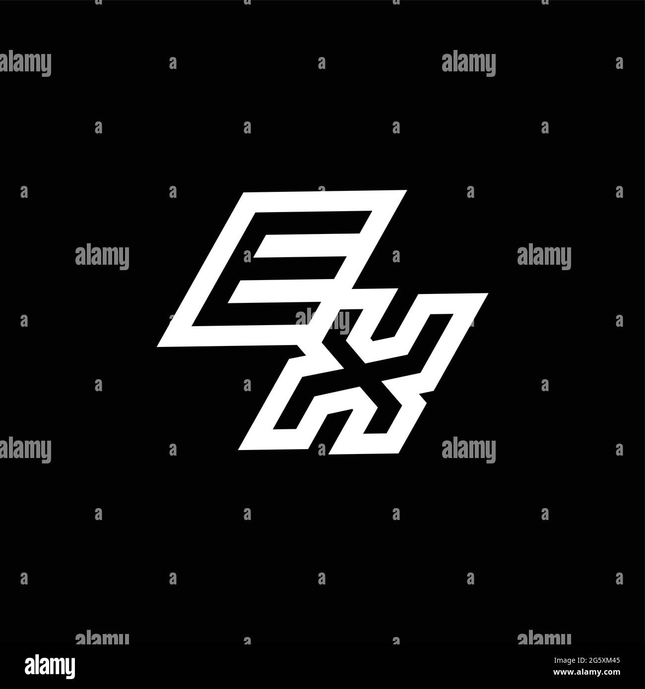 EX logo monogram with up to down style negative space design template ...