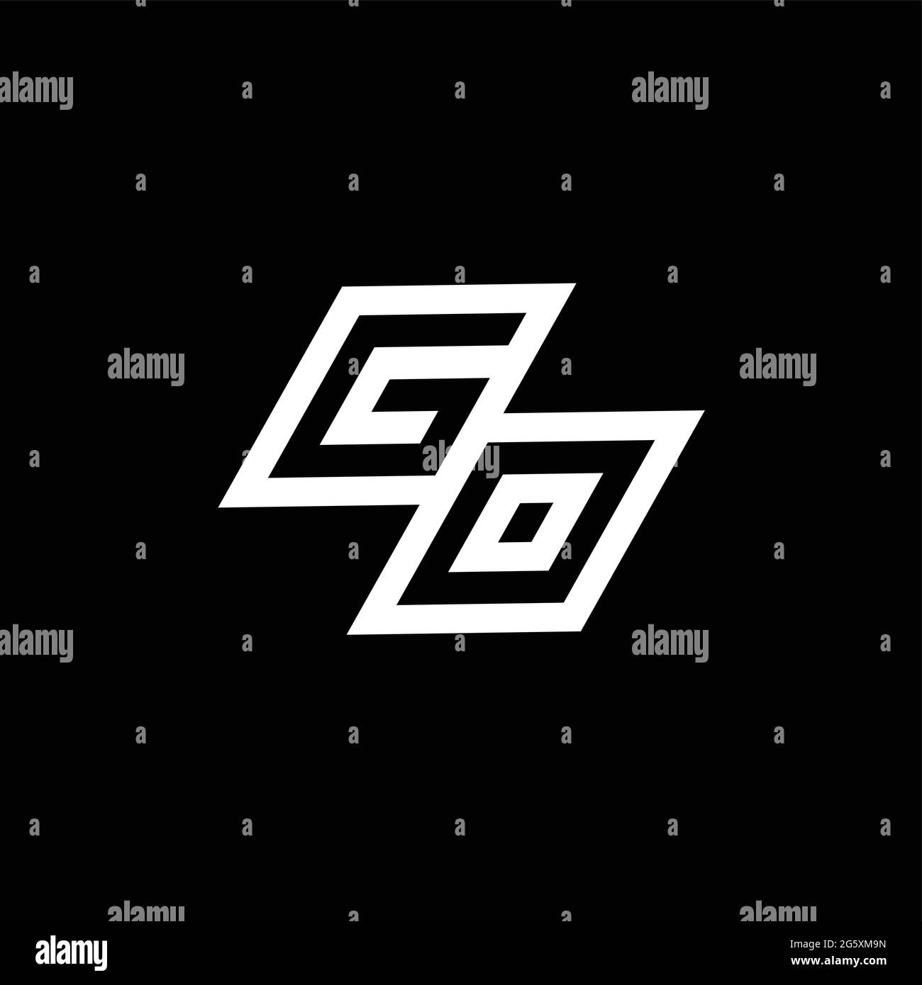 GO logo monogram with up to down style negative space design template ...