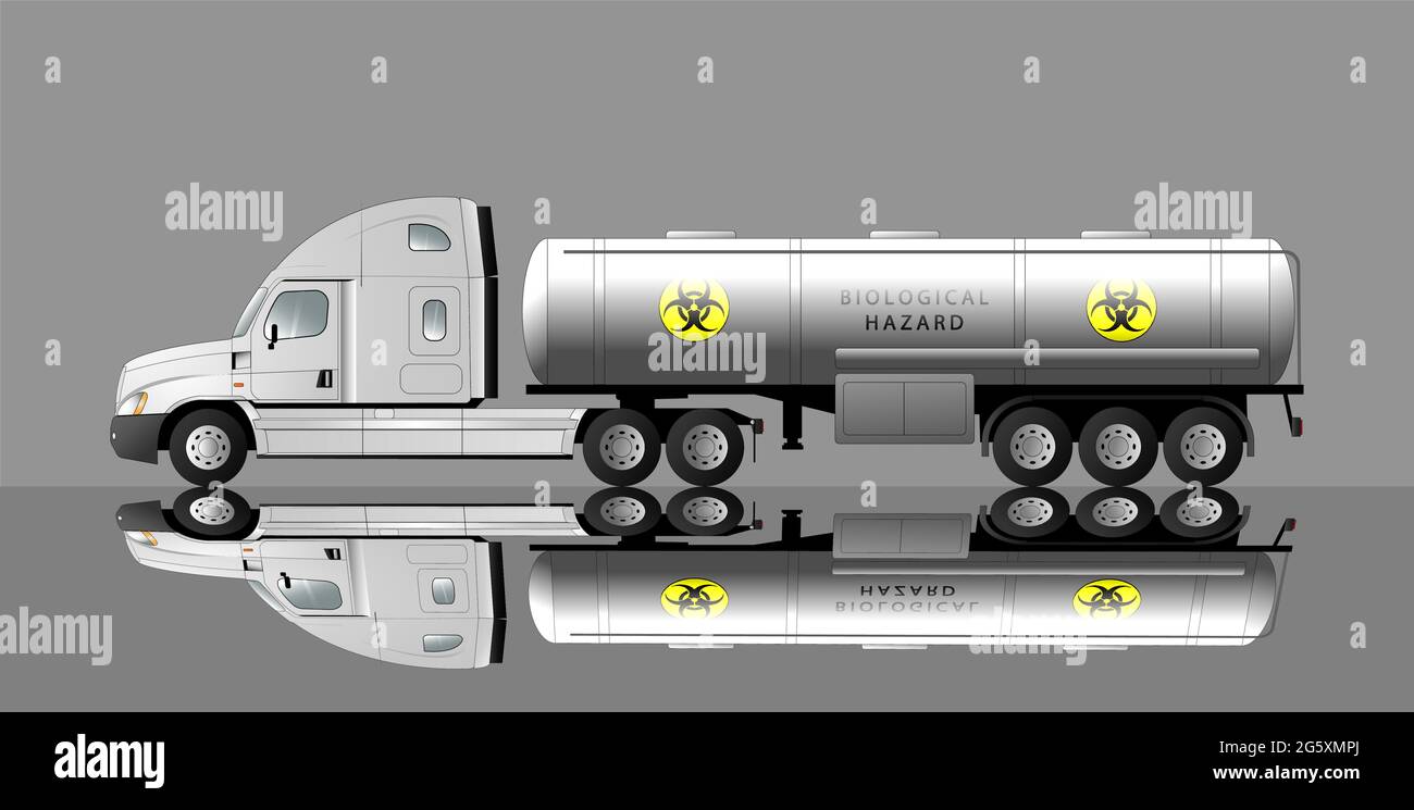 Modern American car with a semi-trailer tank for transportation of ...