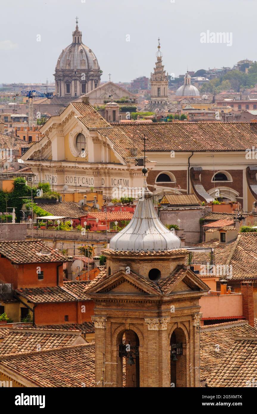 Panoramic view to Rome rooftops with catholic basilics and monuments ...
