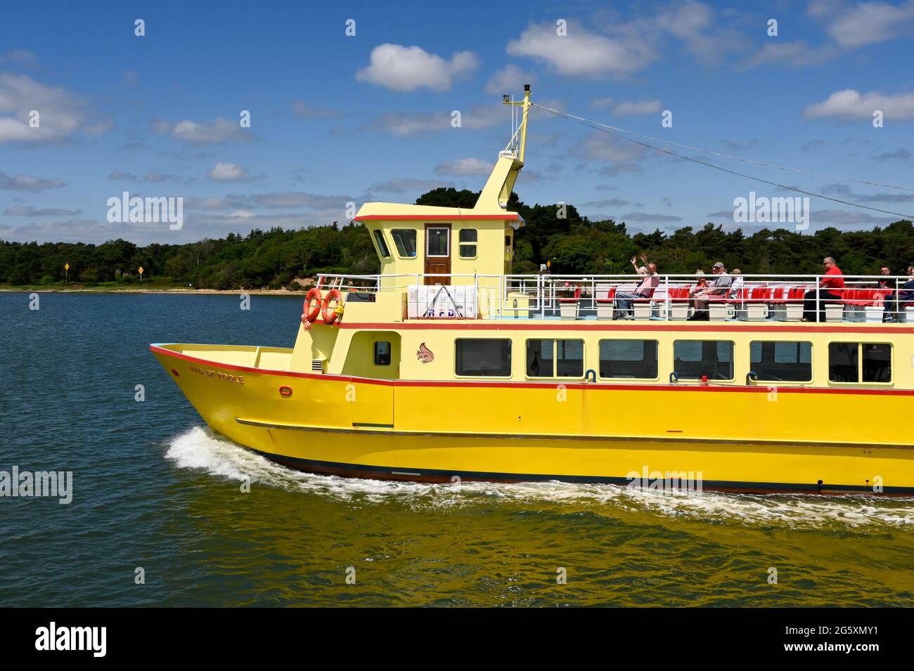 Poole, England - June 2021: Tourist sightseeing boat sailing in Poole ...