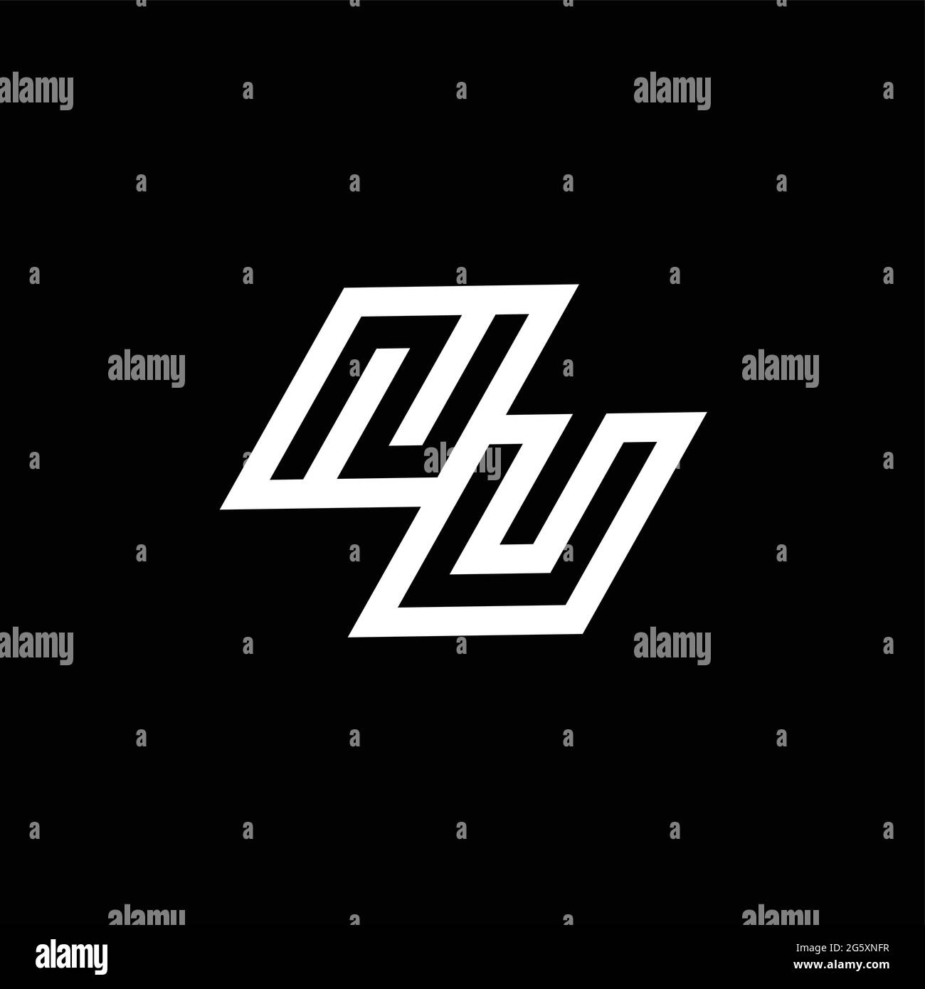 NU logo monogram with up to down style negative space design template ...