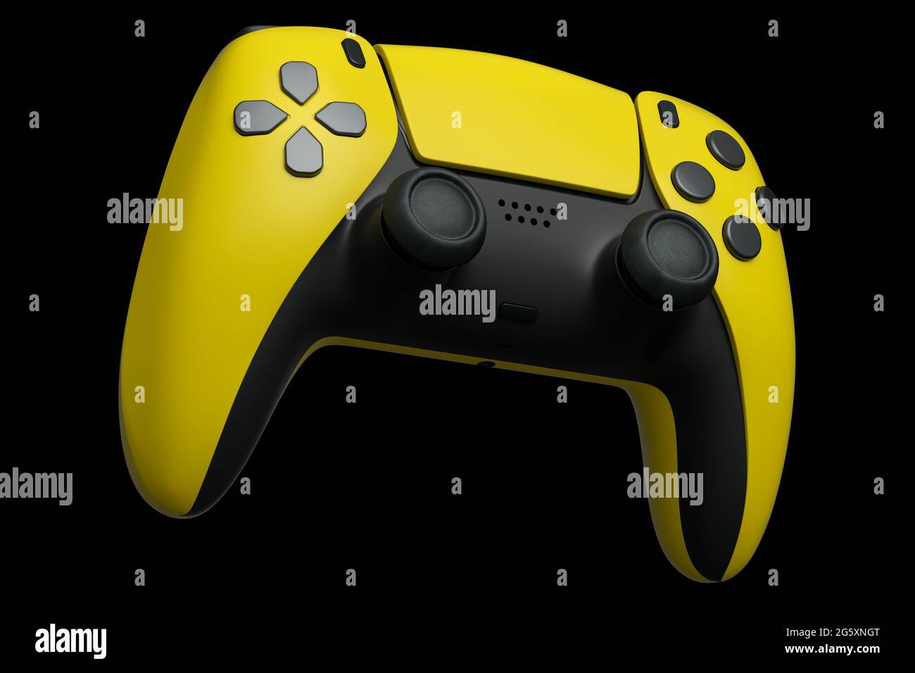 Realistic yellow joystick for video game controller on black background ...